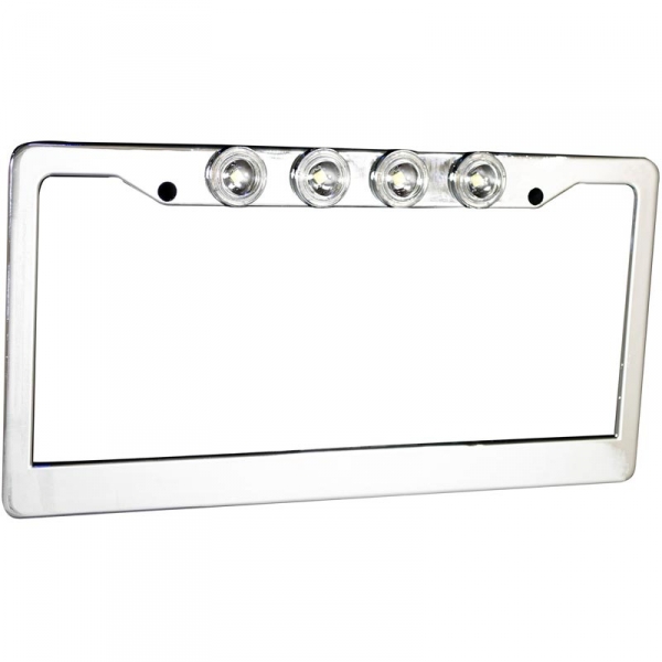 Recon 264310 Brushed Aluminum License Plate Frame With Reverse Lights | XDP