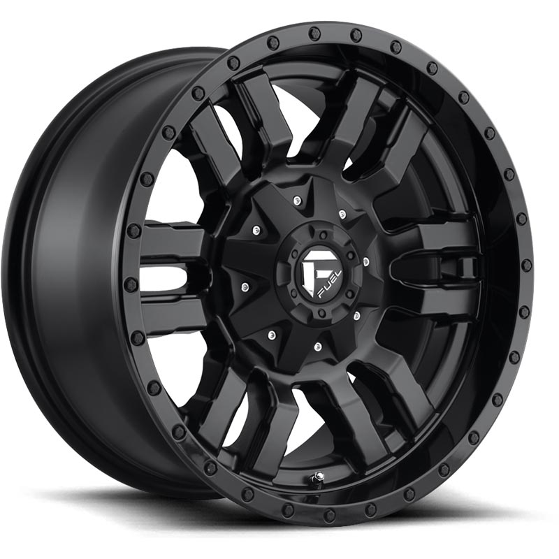 Fuel Sledge D596 6x114.3/6x120 Matte Black Gloss Black Lip 18x8" Wheel ...