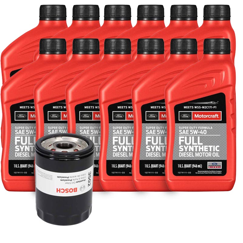 Ford 3.2L Powerstroke 5W-40 Oil Change Bundle (Aftermarket Oil Filter ...